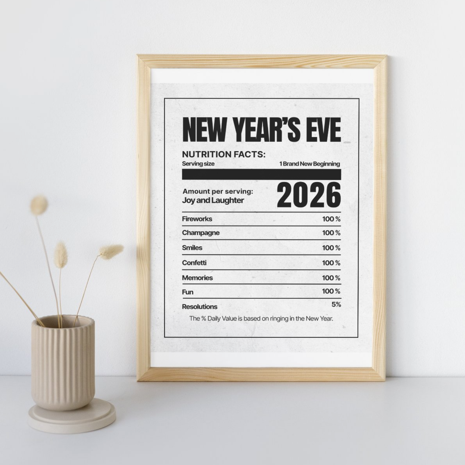 2026 Nutrition Facts Wall Art | Funny Healthy Party Decor | NYE Humor ...